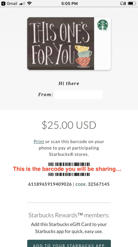 How to share a cup of Starbucks coffee with your social media community.